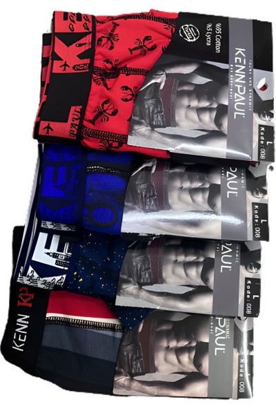 Kenn Paul 4 Adet Desenli Likralı Boxer