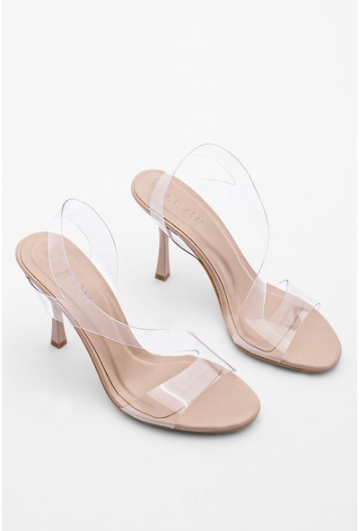 Marjin Kadın Şeffaf Bantlı Topuklu Ayakkabı Ince Ökçe Barisa