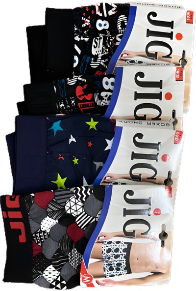 Jig 10 Adet Desenli Likralı Boxer