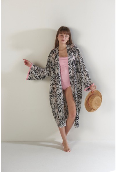 Serbella Flok Baskılı Kaftan-Pareo Standart Serbella Flok Baskılı Kaftan-Pareo Standart