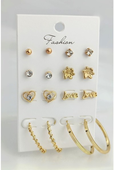 ÇLK Accessories 16 Lı Kalp Çoklu Küpe Kombin TRKÜPE34611 ÇLK Accessories 16 Lı Kalp Çoklu Küpe Kombin TRKÜPE34611