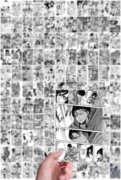 Stickir Anime Poster Seti - Attack On Titan Siyah Beyaz Manga Duvar Kolaj Seti 121 Parça 10X15 cm Stickir Anime Poster Seti - Attack On Titan Siyah Beyaz Manga Duvar Kolaj Seti 121 Parça 10X15 cm