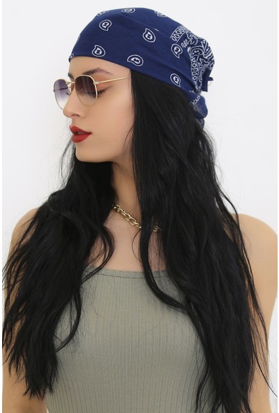 Desenli Bandana Lacivert1 - 8863.571.