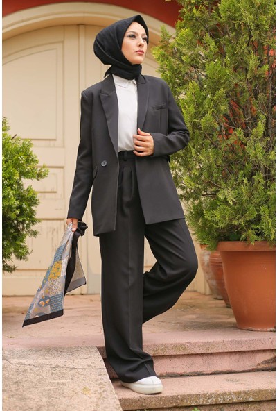 İmaj Butik Blazer Ceket Tesettür Ikili Takım/siyah İmaj Butik Blazer Ceket Tesettür Ikili Takım/siyah