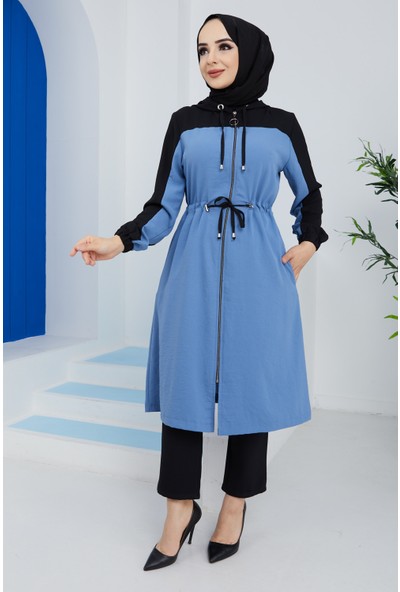 İmaj Butik Büyük Beden Beli Büzdürme Detaylı Tesettür Kap/indigo İmaj Butik Büyük Beden Beli Büzdürme Detaylı Tesettür Kap/indigo