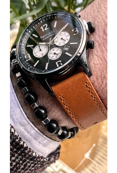 Ferrucci Deri Kordon Taba Function Erkek Kol Saati Bileklik Hediyeli Ferrucci Deri Kordon Taba Function Erkek Kol Saati Bileklik Hediyeli