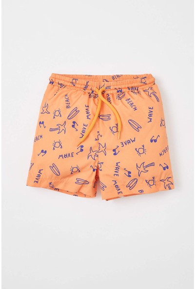 DeFacto Erkek Bebek Tropikal Desenli Microfiber Yüzme Şortu W9050A222HS
