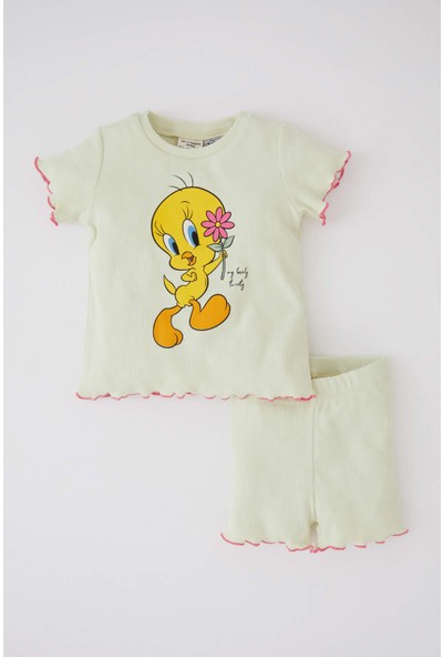 DeFacto Kız Bebek Looney Tunes Lisanslı Regular Fit Kaşkorse Kısa Kollu Tişört Şort Takım Y6515A222SM DeFacto Kız Bebek Looney Tunes Lisanslı Regular Fit Kaşkorse Kısa Kollu Tişört Şort Takım Y6515A222SM