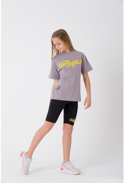 Angelos Girls Kız Çocuk Scuba Taytlı Volleyball Yazılı Takım 8-14 Yaş T2063
