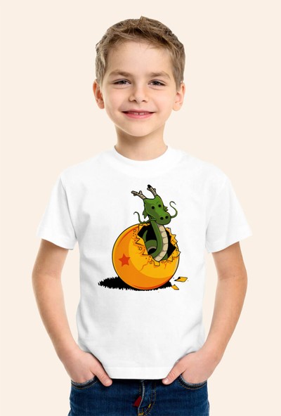 Karya Butik Ejderha Baskılı Beyaz Çocuk T-Shirt 02
