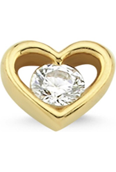 Altın Sepeti Altın Tektaşlı Kalp Tragus Altın Sepeti Altın Tektaşlı Kalp Tragus