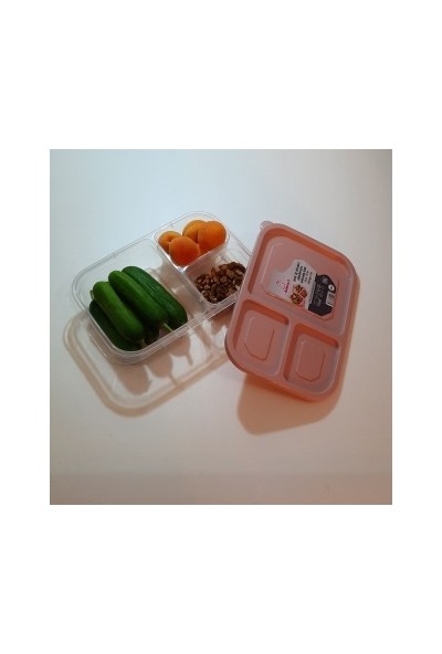 HCB Ticaret Üç Bölmeli Dikdörtgen Saklama Kabı HCB Ticaret Üç Bölmeli Dikdörtgen Saklama Kabı