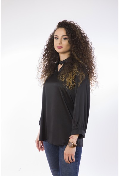 Lamia Donna Lamia Donna Ipek Saten Siyah Bluz Lamia Donna Lamia Donna Ipek Saten Siyah Bluz