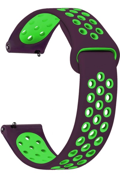 Regetto Huawei Watch Gt2 42MM Kordon Delikli Spor Silikon Mor Yeşil Regetto Huawei Watch Gt2 42MM Kordon Delikli Spor Silikon Mor Yeşil