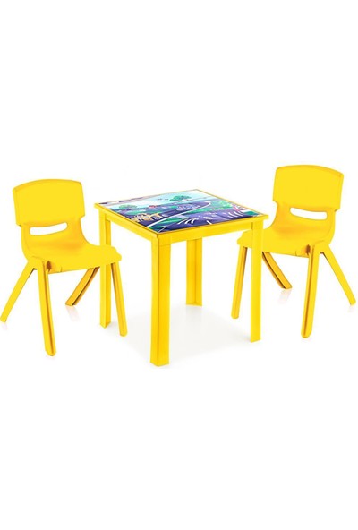 Fiore Çocuk Masa Sandalye Takımı Sarı Araba 3-7 Yaş