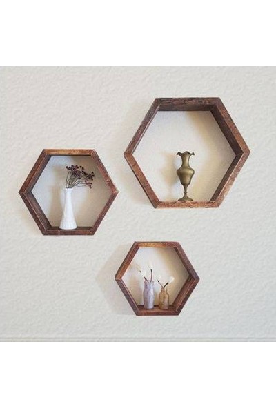 Yılmaz Kereste Ağaç Altıgen Duvar Rafı