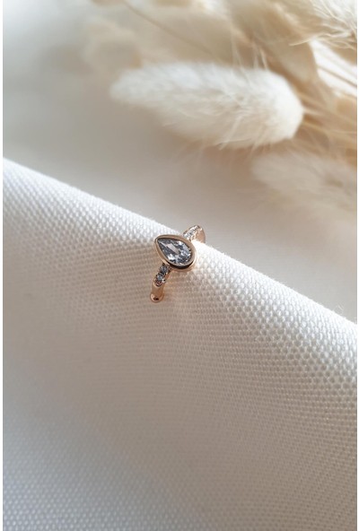 Metsen Gold Drop Stone Luxury Kıkırdak Küpe