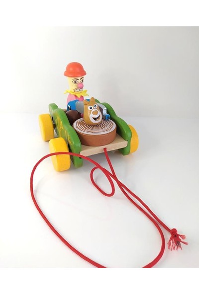 Ahşap Ipli Çekmeli Palyaço Araba Çocuk Bebek Oyuncak Araba Ahşap Ipli Çekmeli Palyaço Araba Çocuk Bebek Oyuncak Araba
