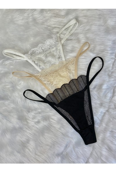 Kadın Dantelli Tanga 3'lü
