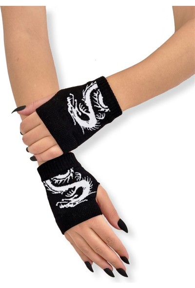 TouzModa Ejderha Desen Kısa Eldiven