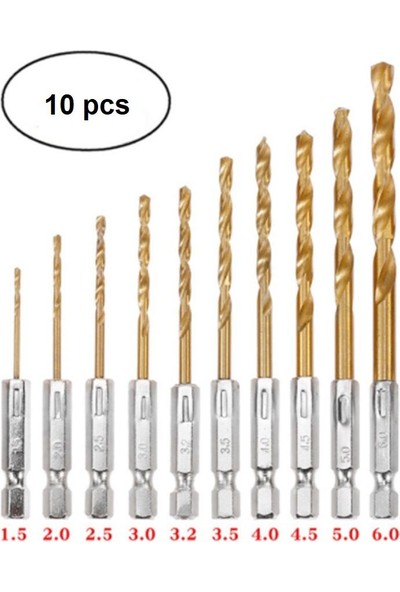 Depolife Hss Çelik Titanyum Kaplı Matkap Ucu Seti 10 Parça Altıgen Saplı 1/4 Hex Ahşap Metal Uç Takımı Depolife Hss Çelik Titanyum Kaplı Matkap Ucu Seti 10 Parça Altıgen Saplı 1/4 Hex Ahşap Metal Uç Takımı