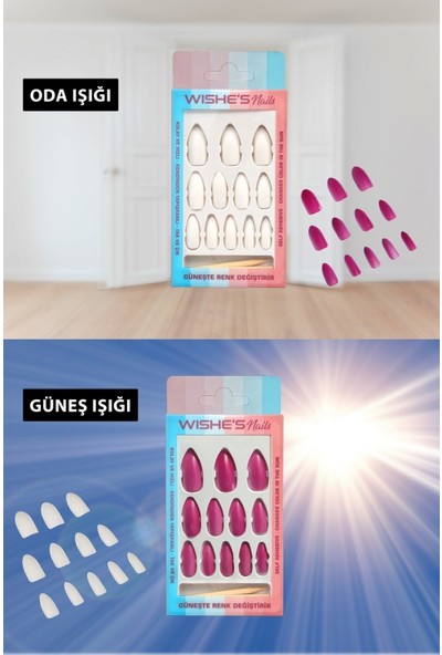 Pazariz Işıkda Renk Değiştiren Sihirli Takma Tırnak 12 Adet Pembe Itici+Yapıştırıcı+Törpü Set Pazariz Işıkda Renk Değiştiren Sihirli Takma Tırnak 12 Adet Pembe Itici+Yapıştırıcı+Törpü Set