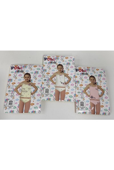 Poli Kids Kız Çocuk 3'lü Likralı Hourse Pamuklu Atlet Kilot Takım