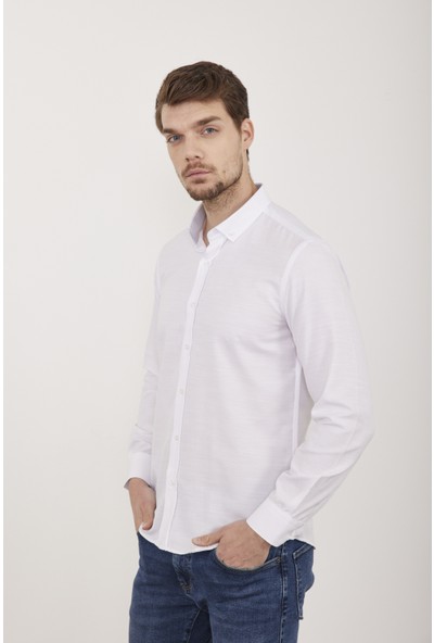Çetinkaya Mentality Erkek Slim Fit Beyaz Gömlek