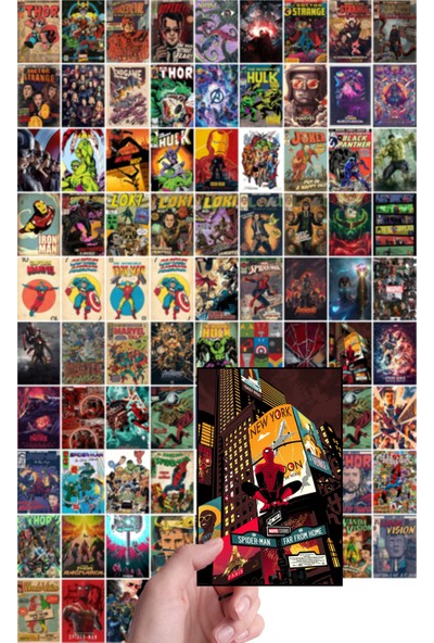 Stickir Marvel Poster Seti Marvel Serisi ve Afişleri Temalı Duvar Kolaj Seti 108 Adet Mini Poster Stickir Marvel Poster Seti Marvel Serisi ve Afişleri Temalı Duvar Kolaj Seti 108 Adet Mini Poster
