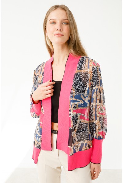 On Ribanalı Desenli Kısa Hırka