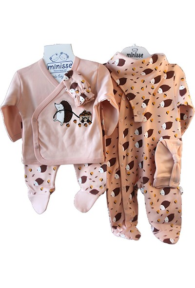 Minisse Kirpi Baskılı 6li Zıbın Seti