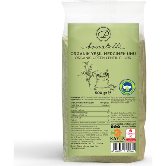 Bonatelli Yeşil Mercimek Unu 500 gr Fiyatı - Taksit Seçenekleri