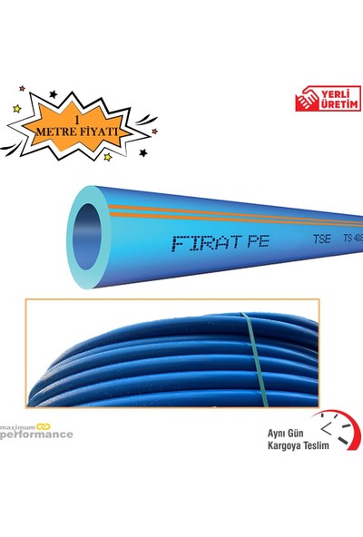 Fırat 32 mm Mavi Kangal Boru Sulama Borusu 10 Atü (1 Metre) Fırat 32 mm Mavi Kangal Boru Sulama Borusu 10 Atü (1 Metre)
