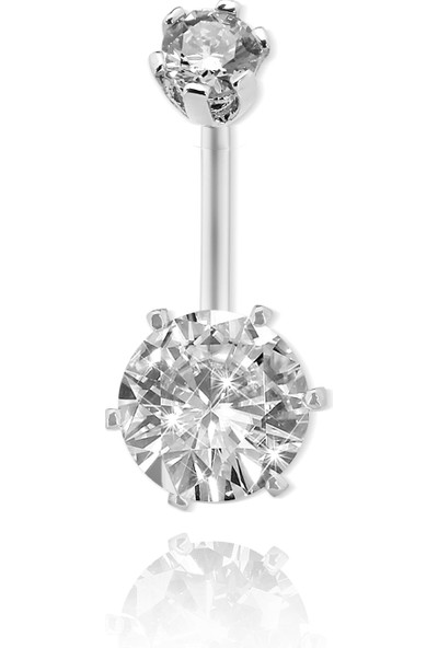 Chavin Beyaz Çift Yuvarlak Taşlı Büyük Boy Göbek Piercing er84 Chavin Beyaz Çift Yuvarlak Taşlı Büyük Boy Göbek Piercing er84