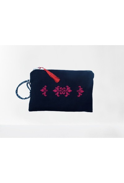Çiçek Desenli El Işlemesi Portföy Clutch Çanta