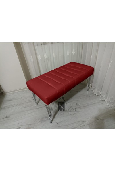Sepetten Evine Çizgi Model Modern Puf Metal Krom Ayaklı Sepetten Evine Çizgi Model Modern Puf Metal Krom Ayaklı
