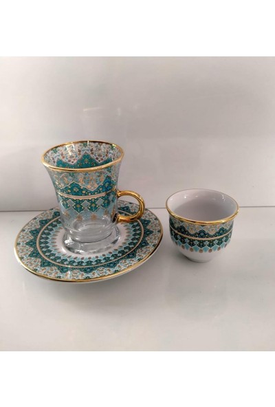 Gordion 18 Parça Kulplu Çay Takımı Floklu Sung Gordion 18 Parça Kulplu Çay Takımı Floklu Sung