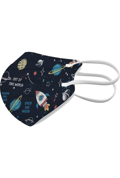 Nefes N95 Çocuk Maskesi Uzay Baskılı 2 Kutu 20 Adet Iso ve Ce Belgeli