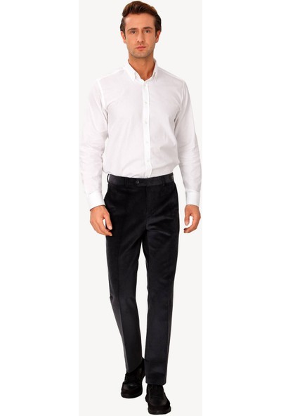 Ysf Erkek Gri Klasik Kadife Pantolon