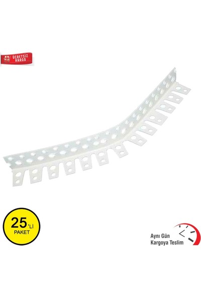 OKÇU KARDEŞLER YAPI MARKET Plastik Alçı Köşesi - Esnek Köşe - Dansöz Köşe 250 cm (25 Adet)