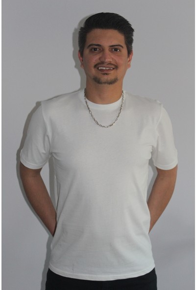 AD-AY Ekru %100 Pamuk Bisiklet Yaka Basic T-Shirt AD-AY Ekru %100 Pamuk Bisiklet Yaka Basic T-Shirt