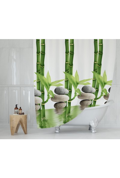 Tropik Home Banyo Perdesi - Tek Kanat Duş Perdesi, Polyester Kumaş Duşakabin Perdesi 180x200 Cm Küvet Perdesi