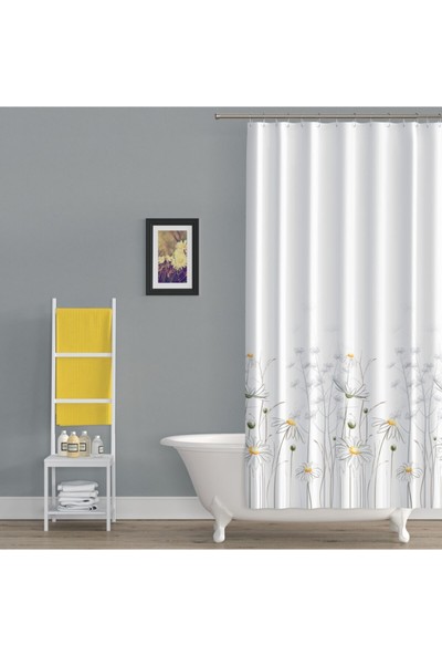 Tropik Home Banyo Perdesi - Tek Kanat Duş Perdesi, Polyester Kumaş Duşakabin Perdesi 180x200 Cm Küvet Perdesi