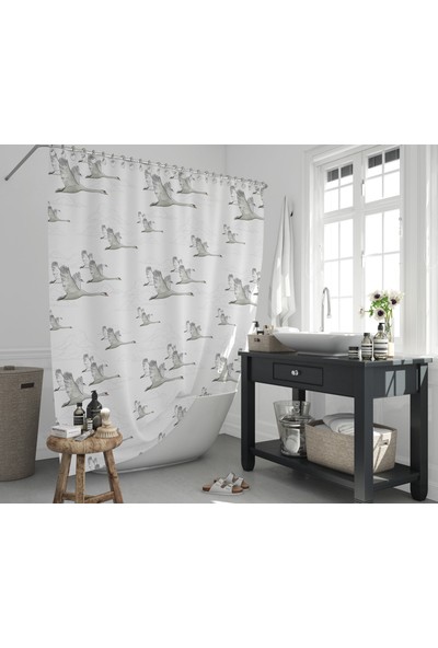 Tropik Home Martı Desen Banyo Perdesi, 180x200cm Duş Perde 12 Adet C Halka Hediye Küvet Perdesi Tropik Home Martı Desen Banyo Perdesi, 180x200cm Duş Perde 12 Adet C Halka Hediye Küvet Perdesi