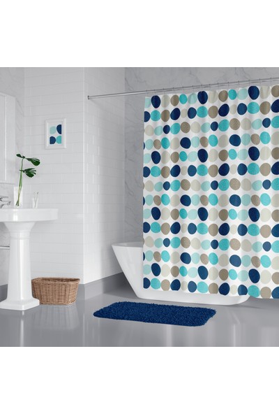 Tropik Home Renkli Noktalı Banyo Perdesi, Turkuaz Renk Küvet Perdesi, Dot Point Duş Perdesi Tek Kanat Perde Tropik Home Renkli Noktalı Banyo Perdesi, Turkuaz Renk Küvet Perdesi, Dot Point Duş Perdesi Tek Kanat Perde