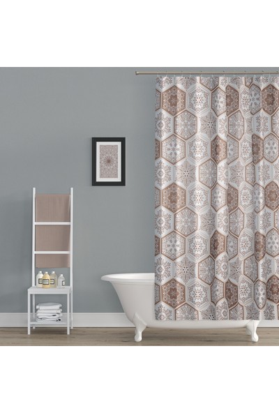 Tropik Home Duş Perdesi Seti, 12 Adet C Halka Hediyeli Banyo Perdesi-Banyo Duş Perdeleri-Banyo Aksesuarları