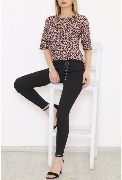 Fusem Desenli Bluz Pembe Desenli