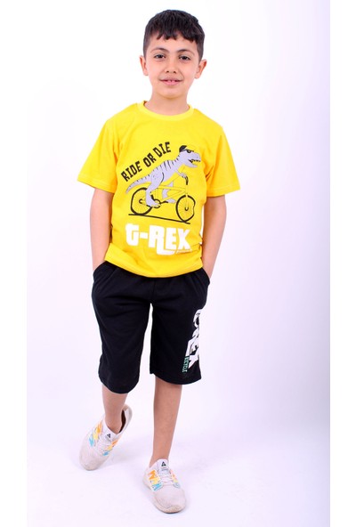 Fyk Kids T-Rex Baskılı Yazlık Kaprili Takım Fyk Kids T-Rex Baskılı Yazlık Kaprili Takım