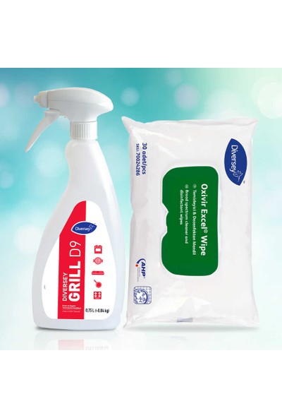 Mp 1 Adet Diversey Grill D9 + 1 Adet Oxivir Excel Wipe 30LU Mp 1 Adet Diversey Grill D9 + 1 Adet Oxivir Excel Wipe 30LU