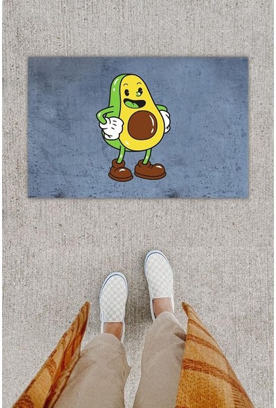 Gök Yaprak Dijital Baskı Dekoratif Gülen Avakado Antrasit Kapı Önü Paspası PS1247 Gök Yaprak Dijital Baskı Dekoratif Gülen Avakado Antrasit Kapı Önü Paspası PS1247